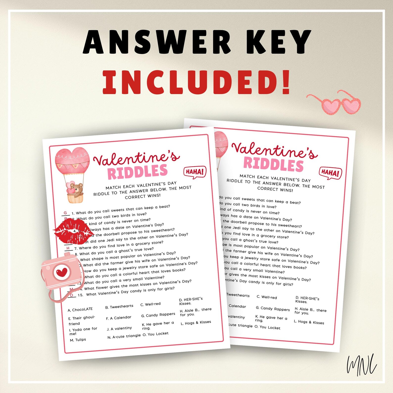Valentines Riddles for Valentines Day Party Game Printable Valentines ...