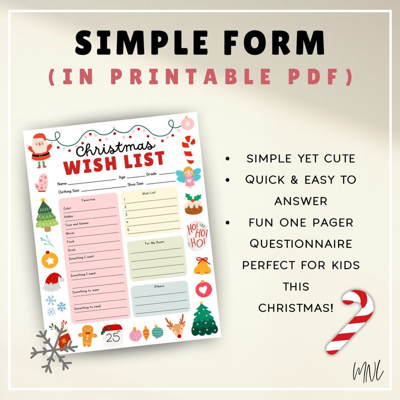 Christmas Wish List Christmas Printable Christmas Letter to Santa Wish ...