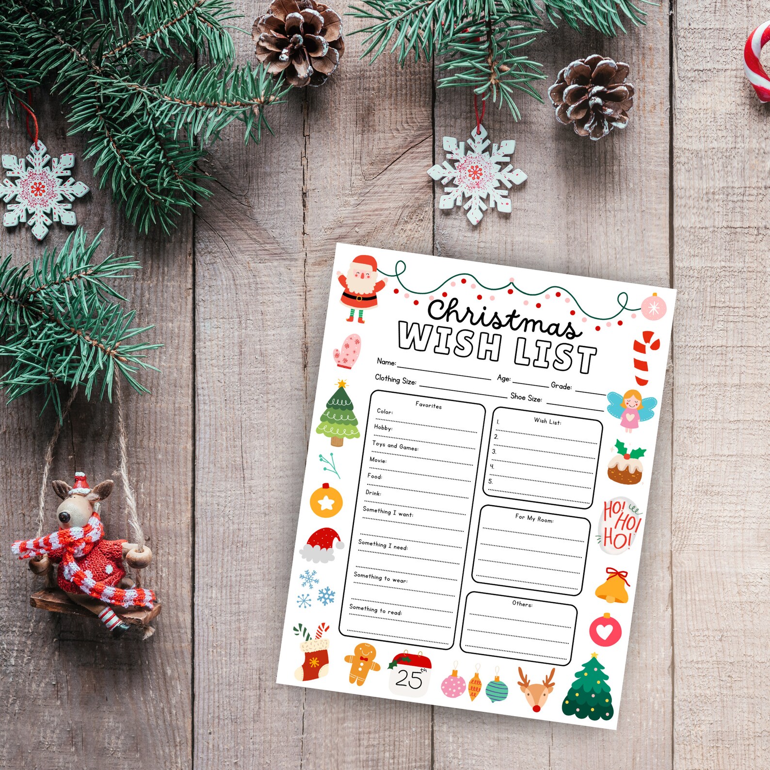 Christmas Wish List Christmas Printable Christmas Letter to Santa Wish ...