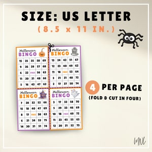 Halloween Bingo Cards for Halloween Party Game, Printable Halloween for ...