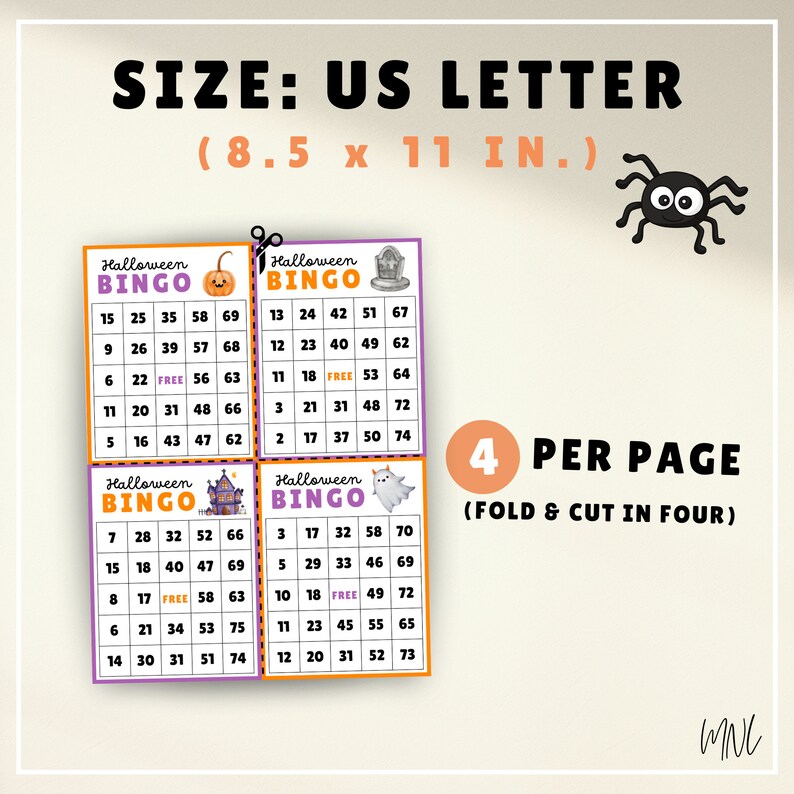 Halloween Bingo Cards for Halloween Party Game, Printable Halloween for ...