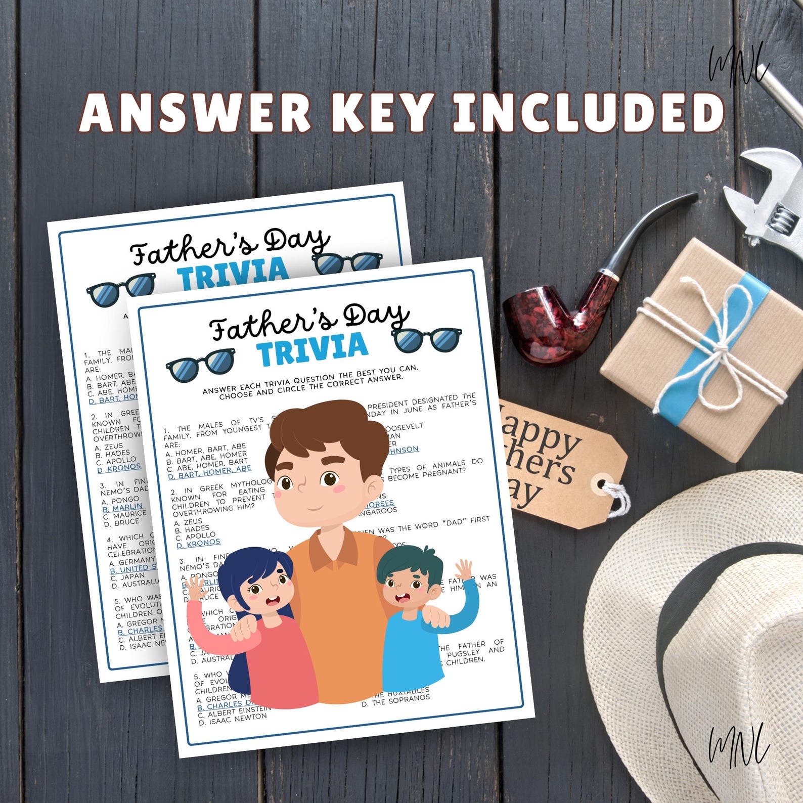 Fathers Day Trivia Game for Father’s Day Party, Printable Father’s Day ...