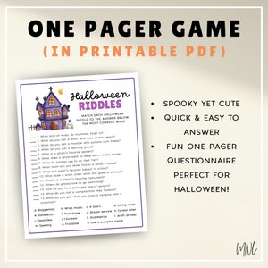 Halloween Riddles for Halloween Party Game Printable Halloween Games ...