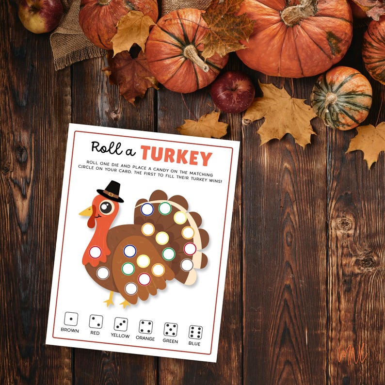 Roll A Turkey Game Thanksgiving Game, Turkey Dice Game Thanksgiving ...