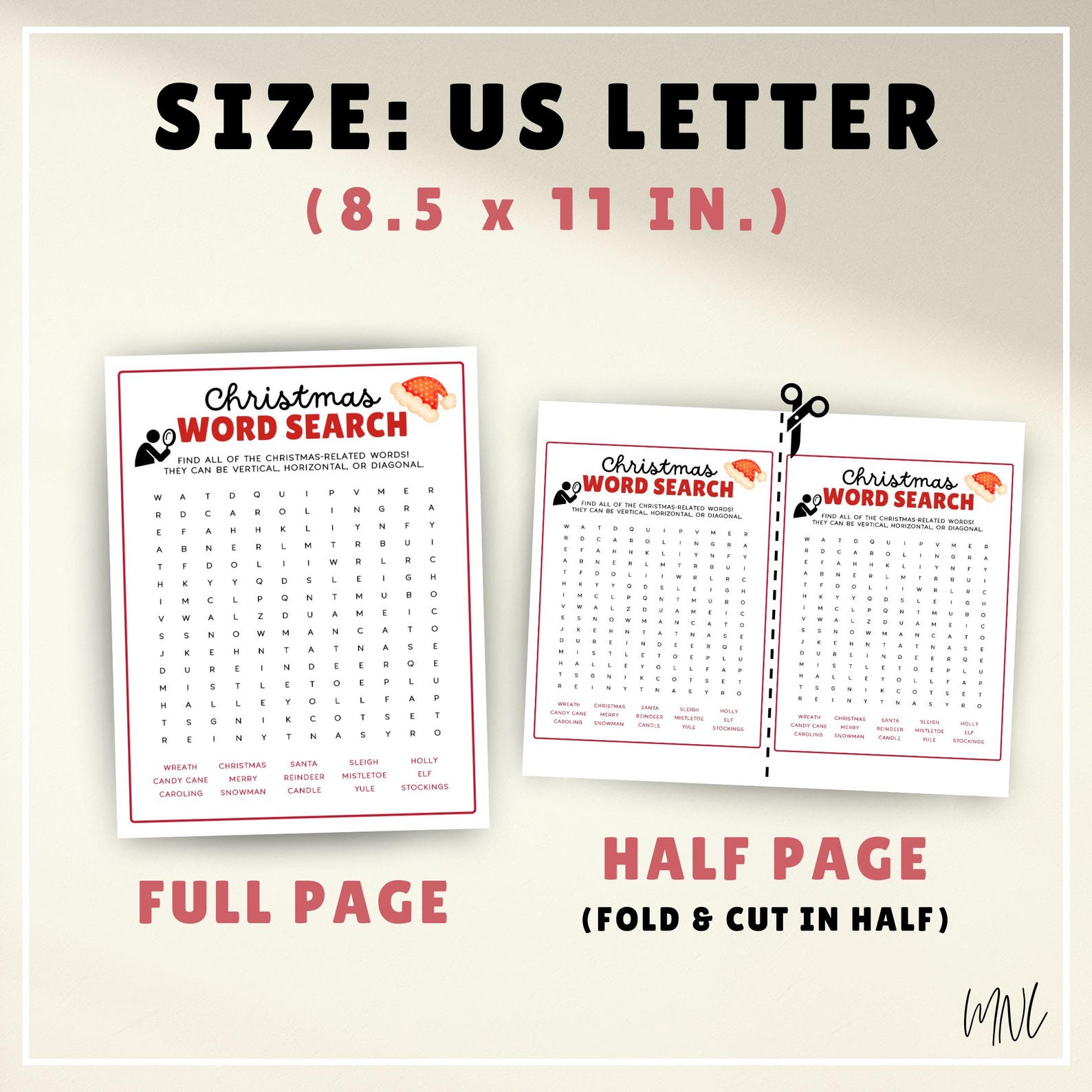 Christmas Word Search Game for Christmas Party Game Printable Christmas ...