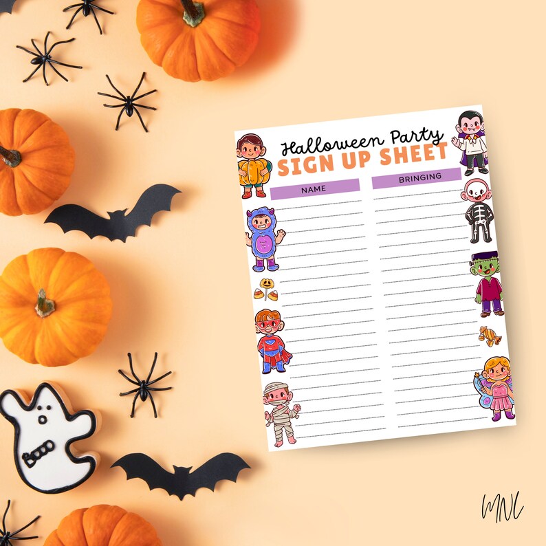 Halloween Potluck Sign up Sheet for Halloween Party, Printable ...