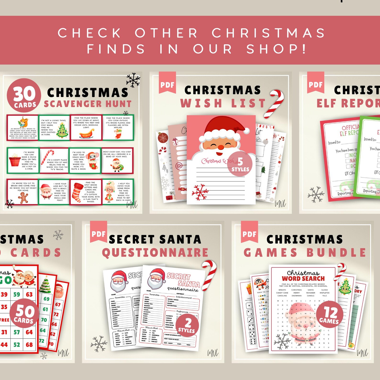 Secret Santa Questionnaire Bundle for Kids Christmas Party Gift ...
