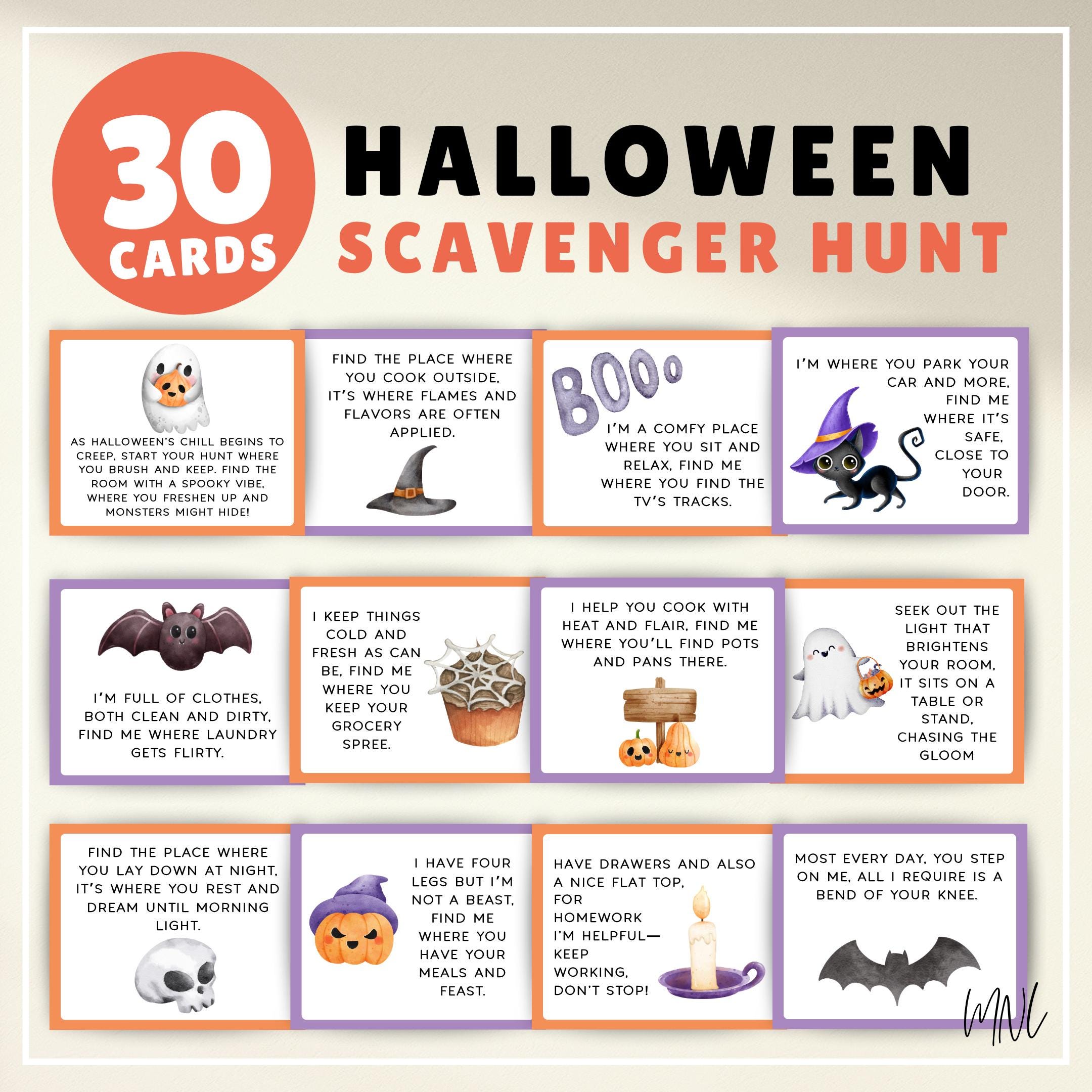 Halloween Scavenger Hunt for Halloween Party Game Printable Halloween ...