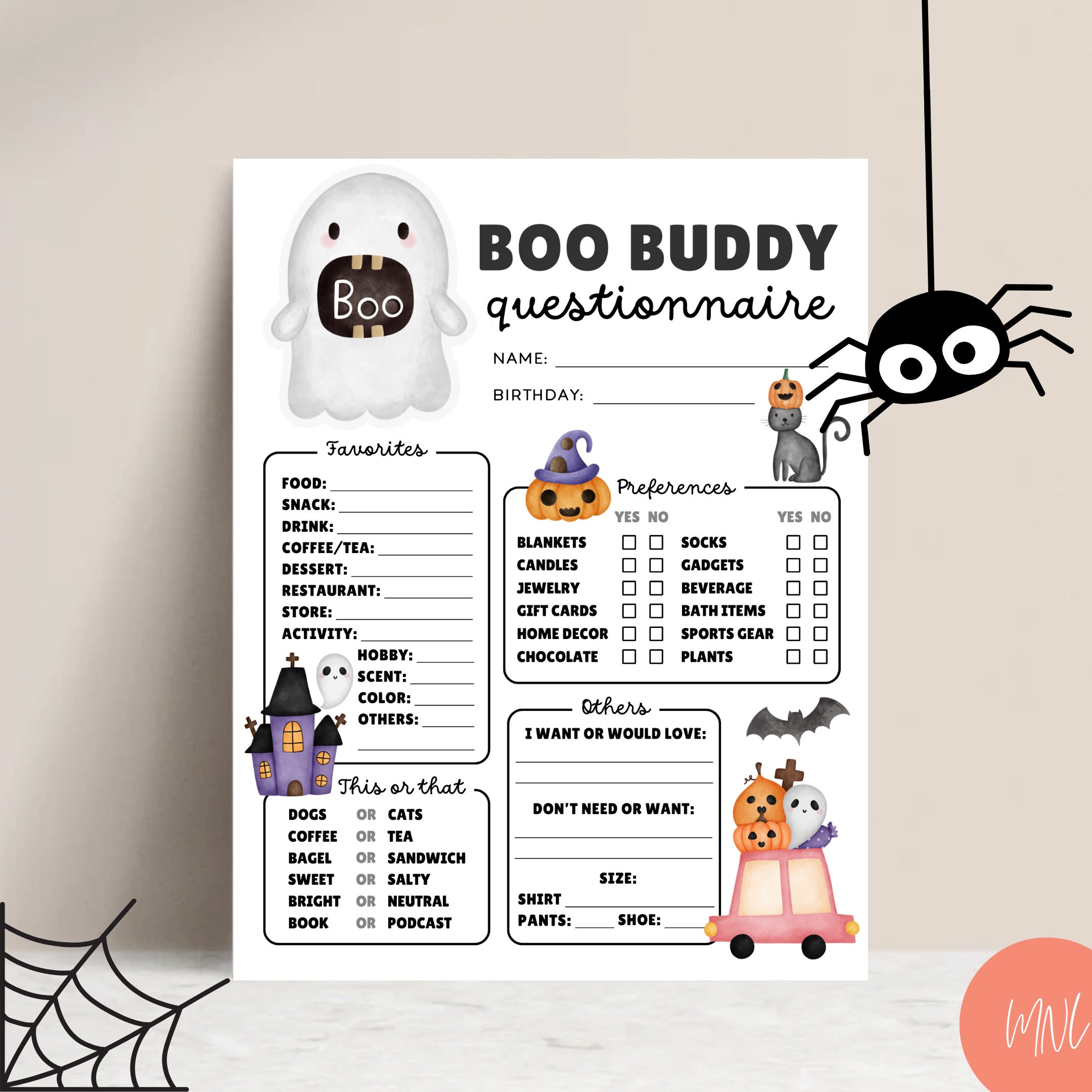 Boo Buddy Questionnaire for Halloween Coworker Questions Staff ...