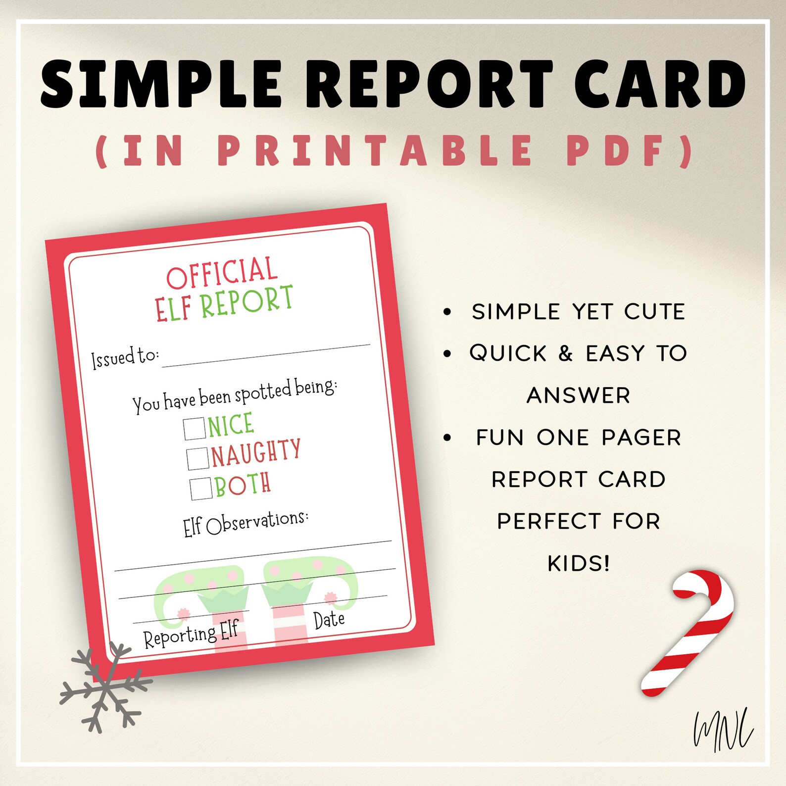 Elf Report Card From North Pole, Elf Letter Instant Download, Christmas ...