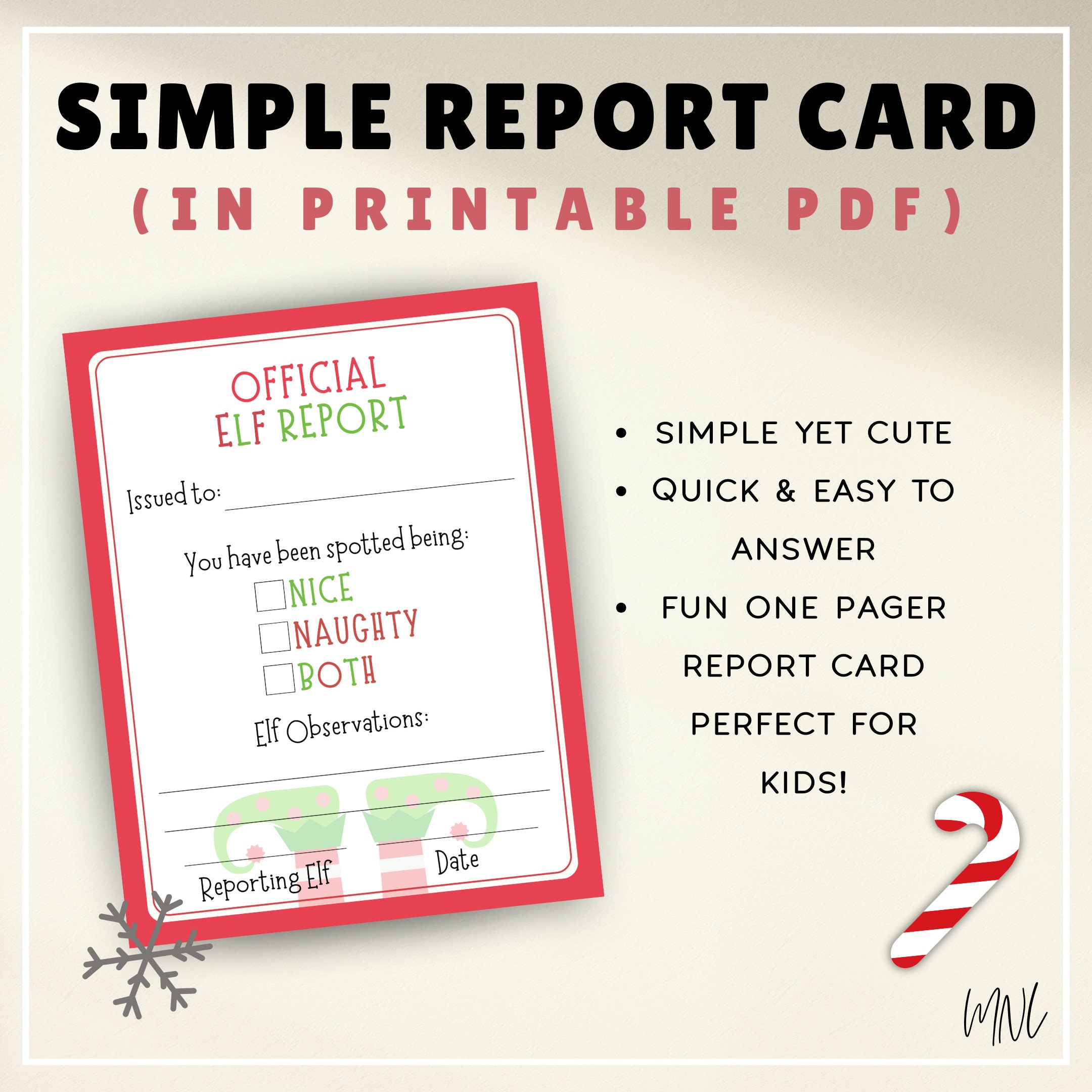 Elf Report Card From North Pole, Elf Letter Instant Download, Christmas ...