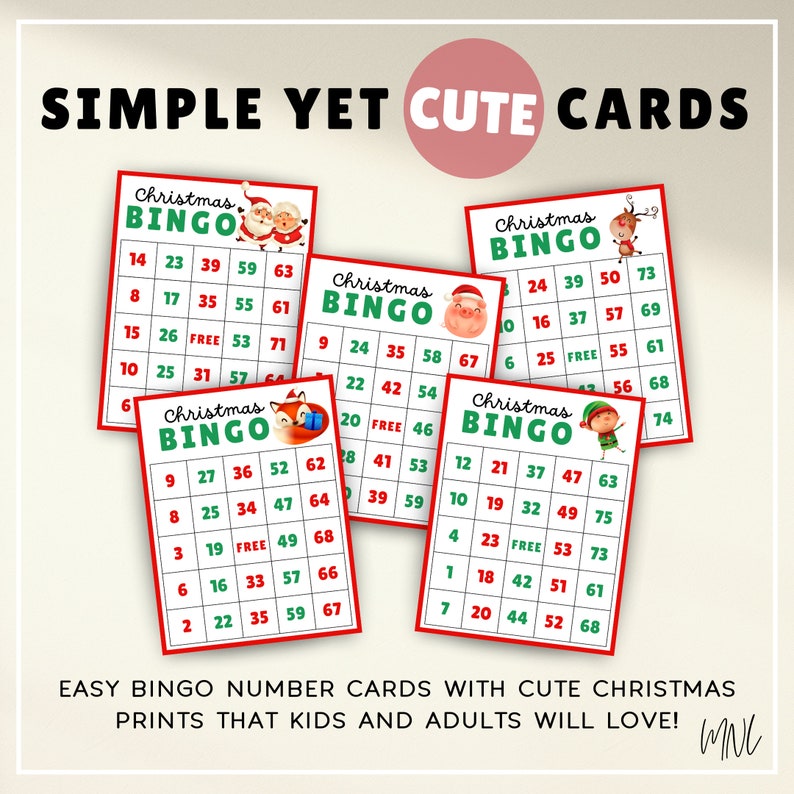 Christmas Bingo Cards for Christmas Party Game Christmas Printable ...