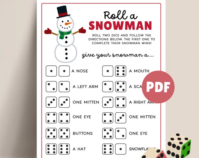 Roll a Snowman Game, Printable Christmas Group Game, Holiday Classroom ...