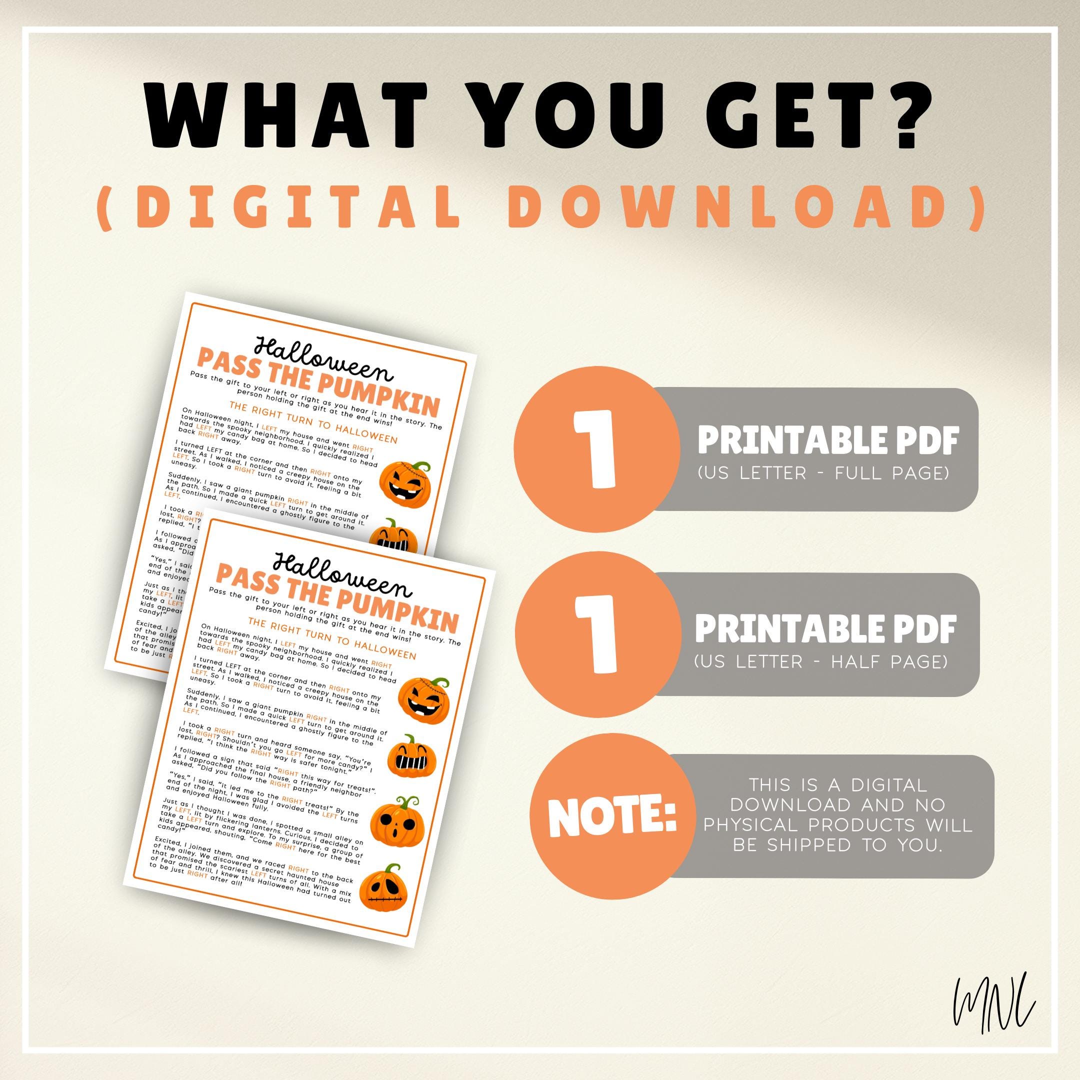 Pass the Pumpkin Halloween Party Game, Left Right Game for Halloween ...