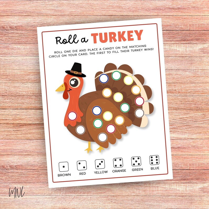 Roll A Turkey Game Thanksgiving Game, Turkey Dice Game Thanksgiving ...