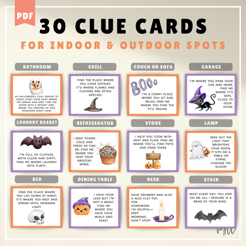 Halloween Scavenger Hunt for Halloween Party Game Printable Halloween ...