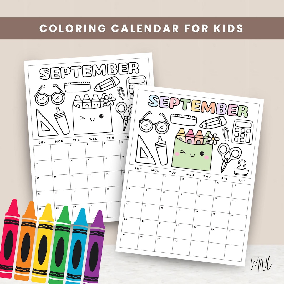 Kids Monthly Calendar 2026, Printable Coloring Calendar for Kids, 2026 ...