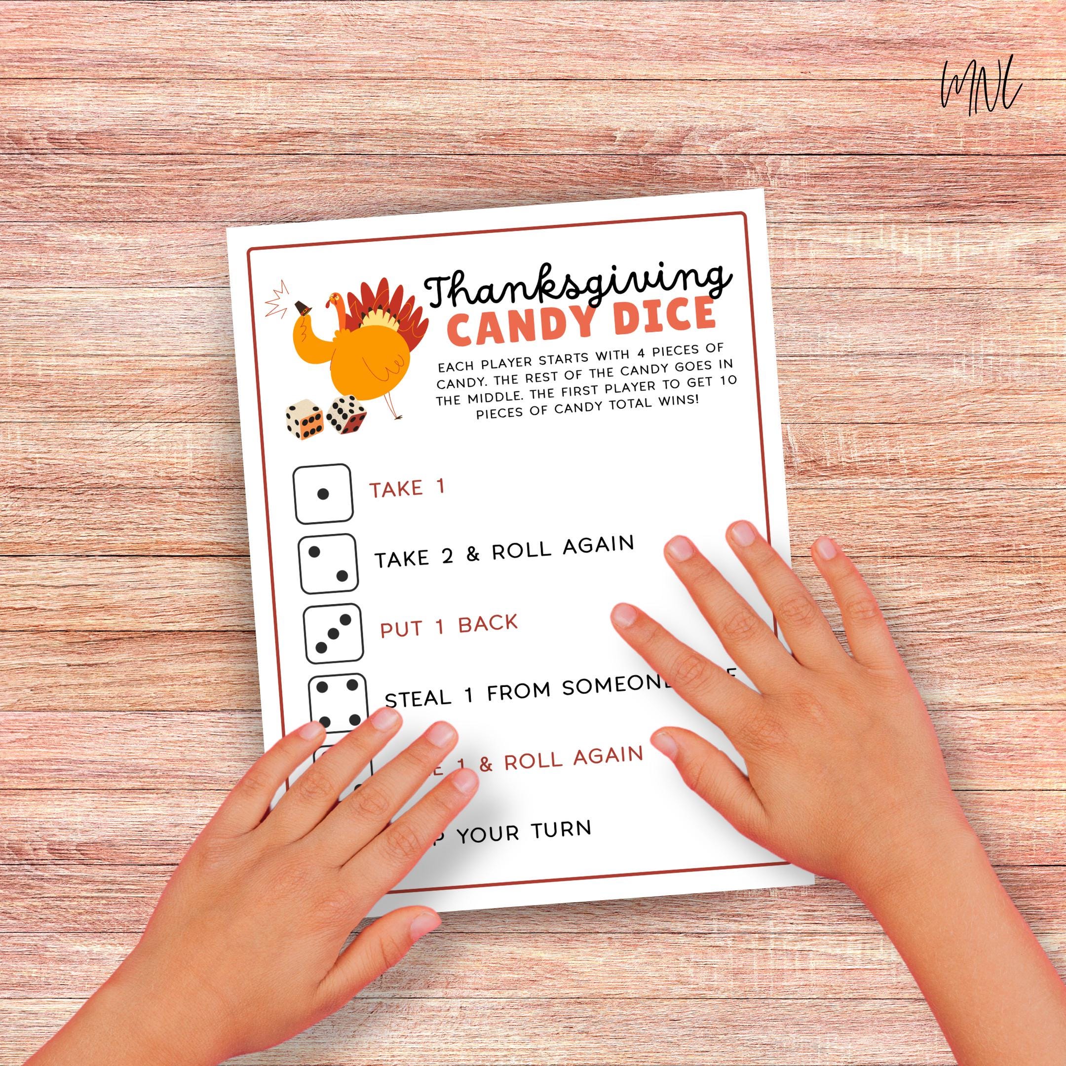Candy Dice Game Thanksgiving Game for Kids, Family Game Night ...