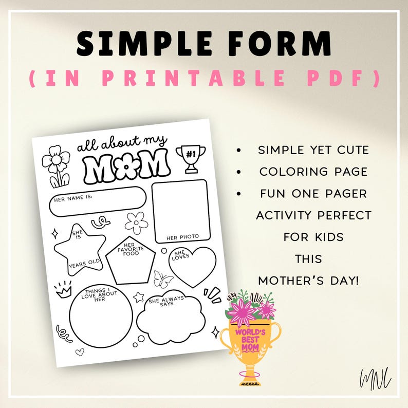 All About My Mom Questionnaire for Mother’s Day Activity, Mothers Day ...