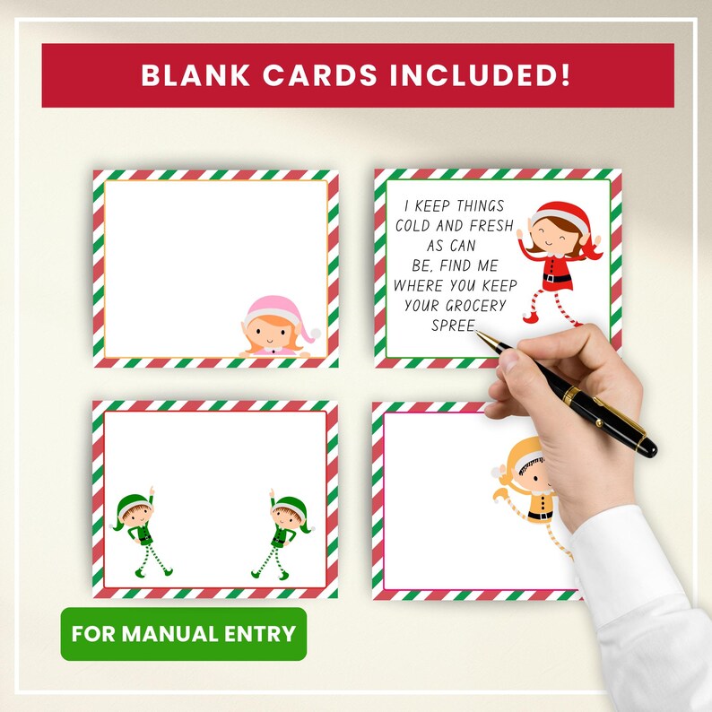 Christmas Scavenger Hunt Cards for Kids, Elf Scavenger Hunt 24 Clues ...