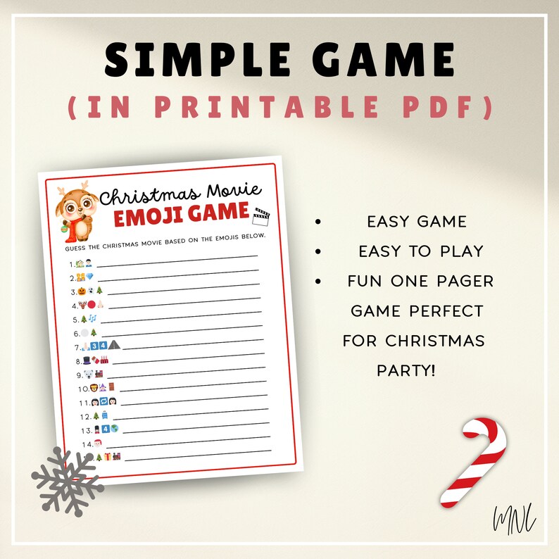 Christmas Movie Game for Christmas Party Game Emoji Pictionary ...