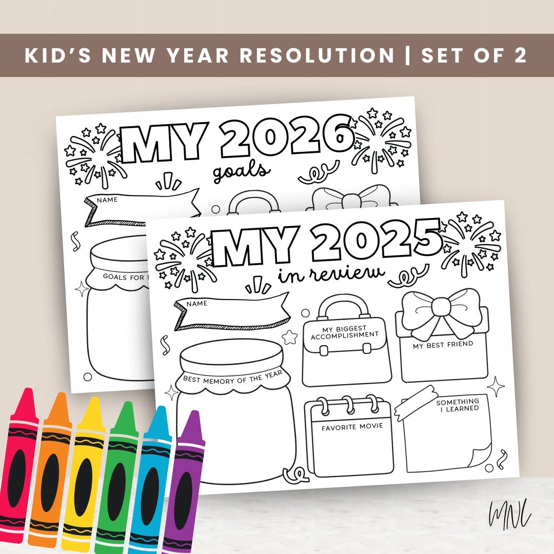 New Year’s Resolution Printable for Kids – Year in Review and Goals for ...