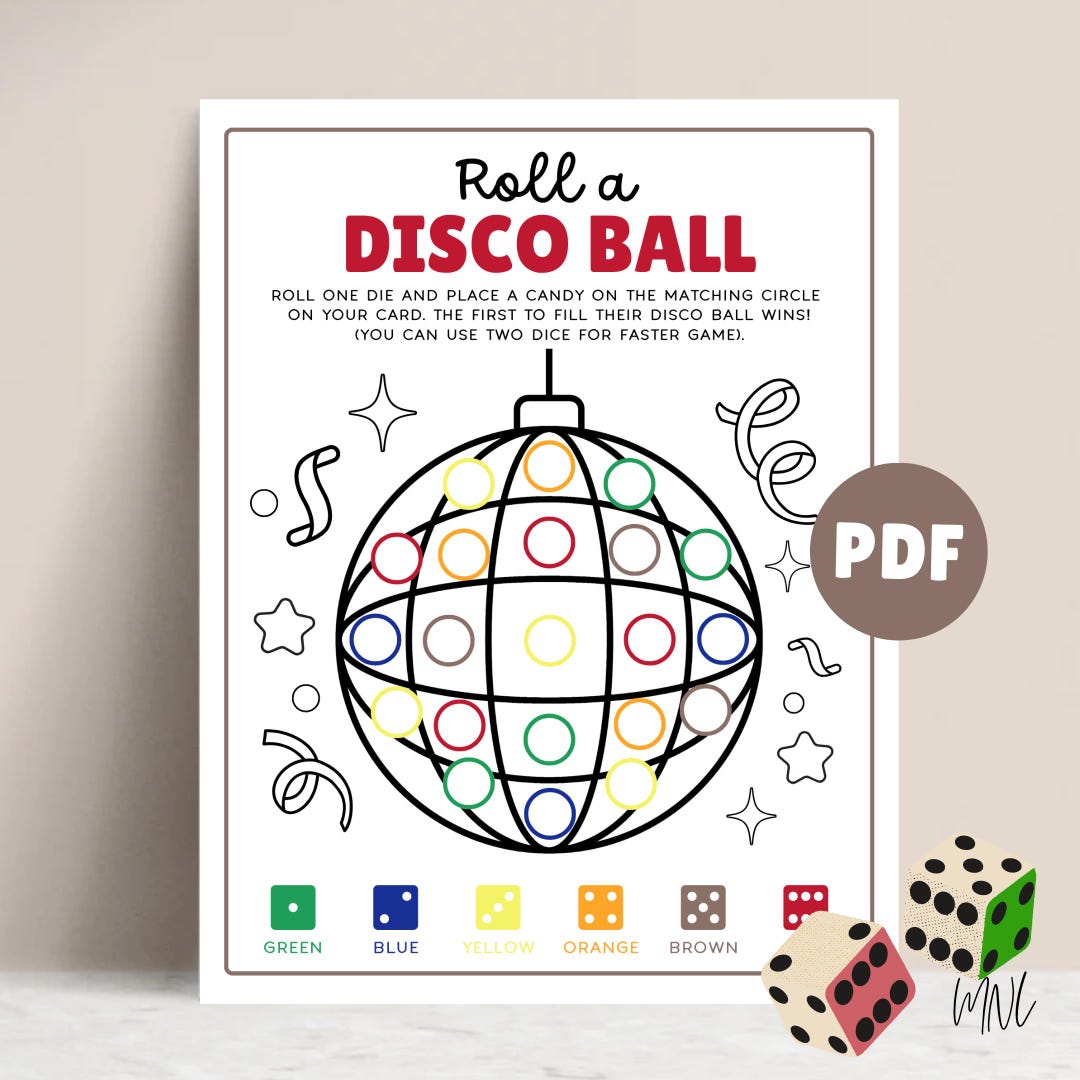 Printable New Years Eve Game Candy Dice Game for Kids, New Years Party ...