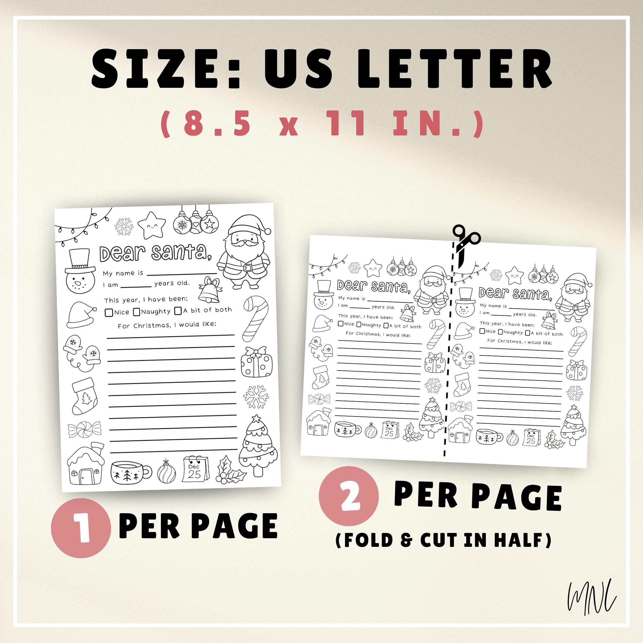 Letter to Santa Coloring Page Printable Christmas Wish List, Dear Santa ...