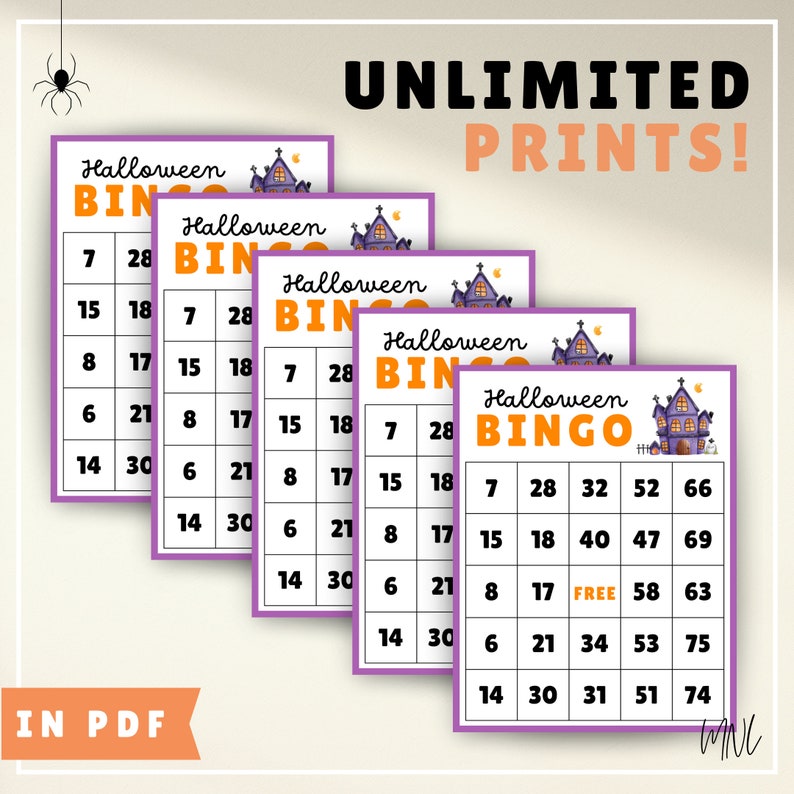 Halloween Bingo Cards for Halloween Party Game, Printable Halloween for ...