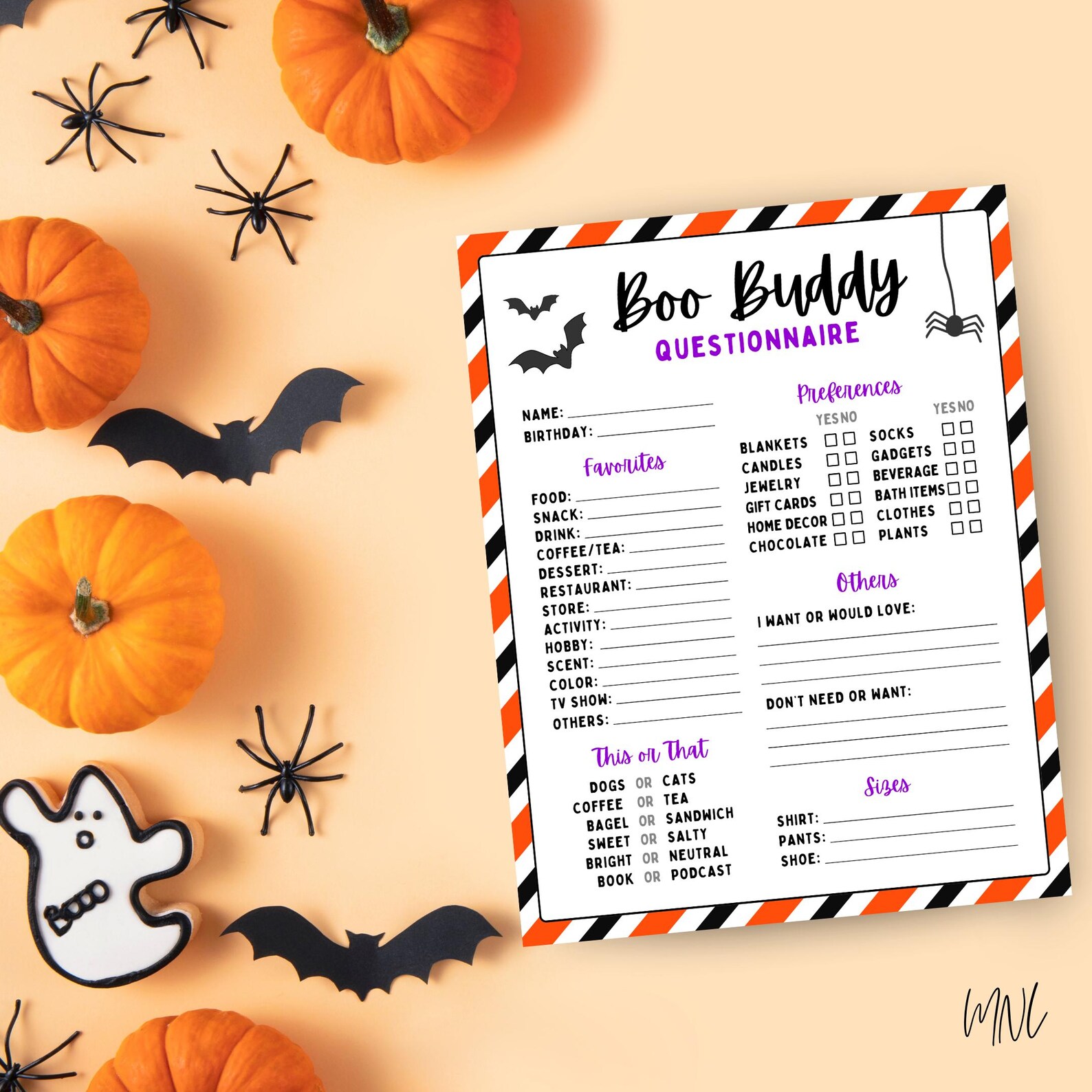 Boo Buddy Questionnaire for Halloween Coworker Questions Staff ...