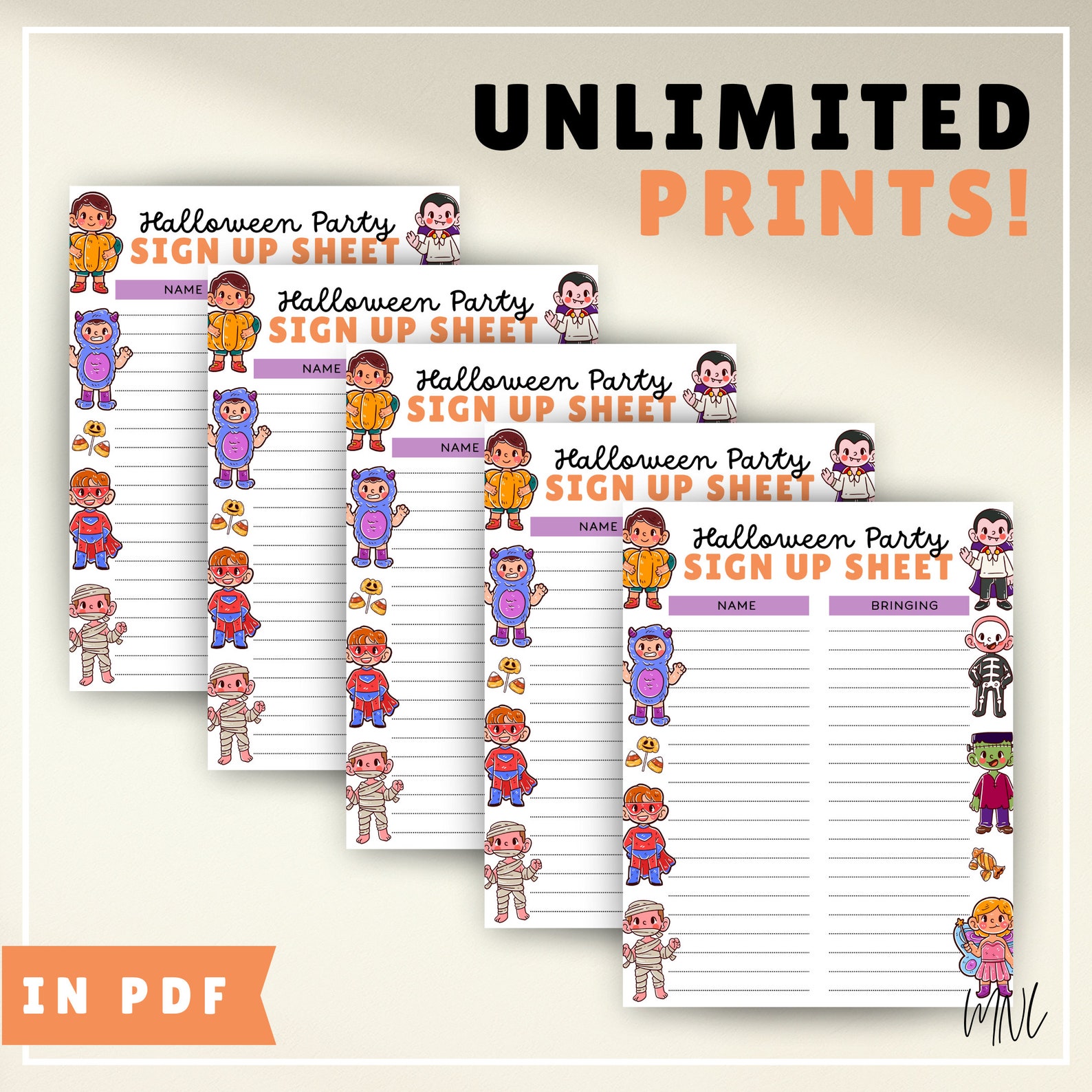 Halloween Potluck Sign up Sheet for Halloween Party, Printable ...