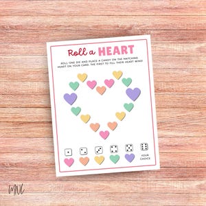 Roll a Heart Game for Valentine Party Game Printable Valentines ...