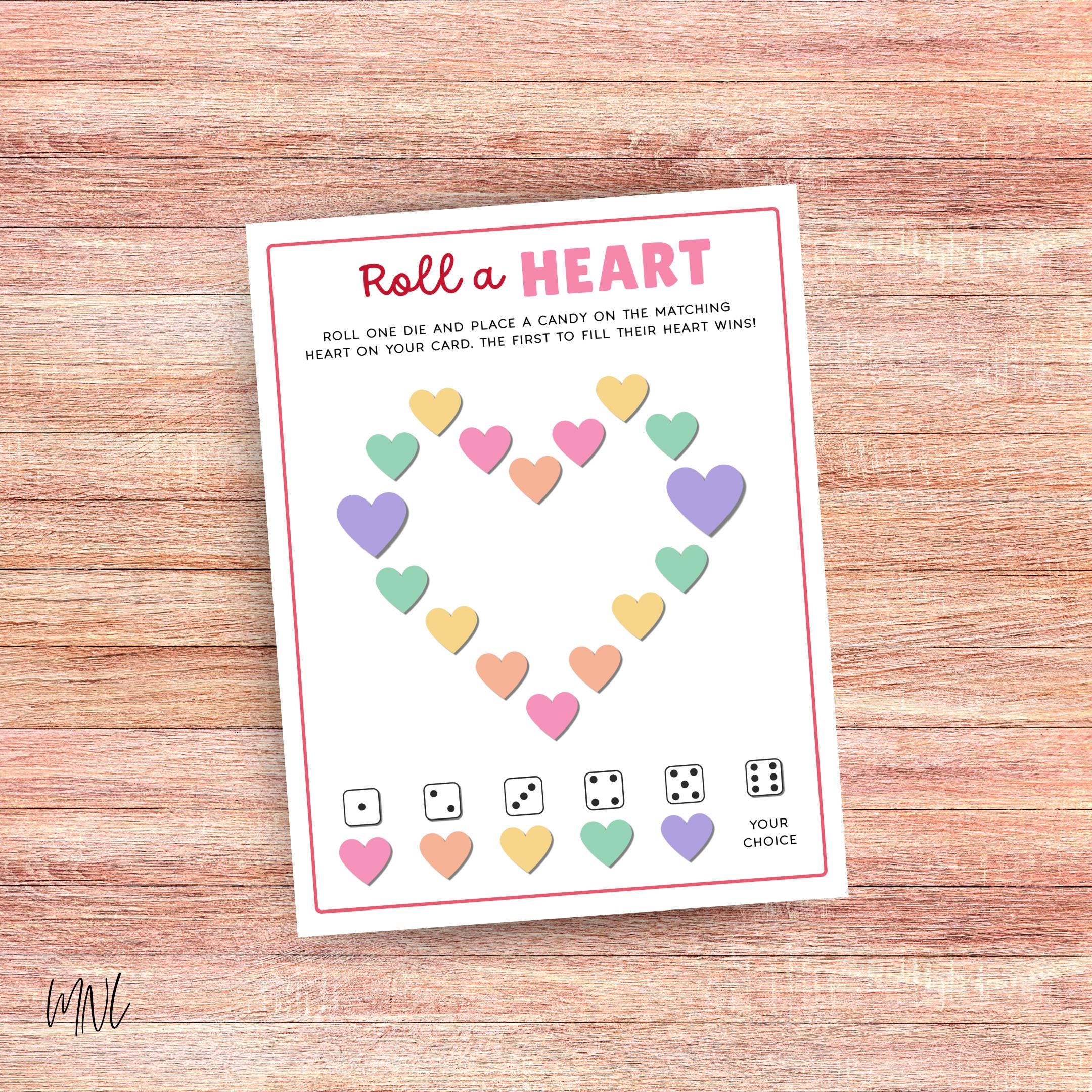 Roll a Heart Game for Valentine Party Game Printable Valentines ...