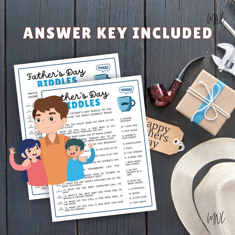 Fathers Day Riddles Game for Funny Father’s Day Party, Printable Father ...
