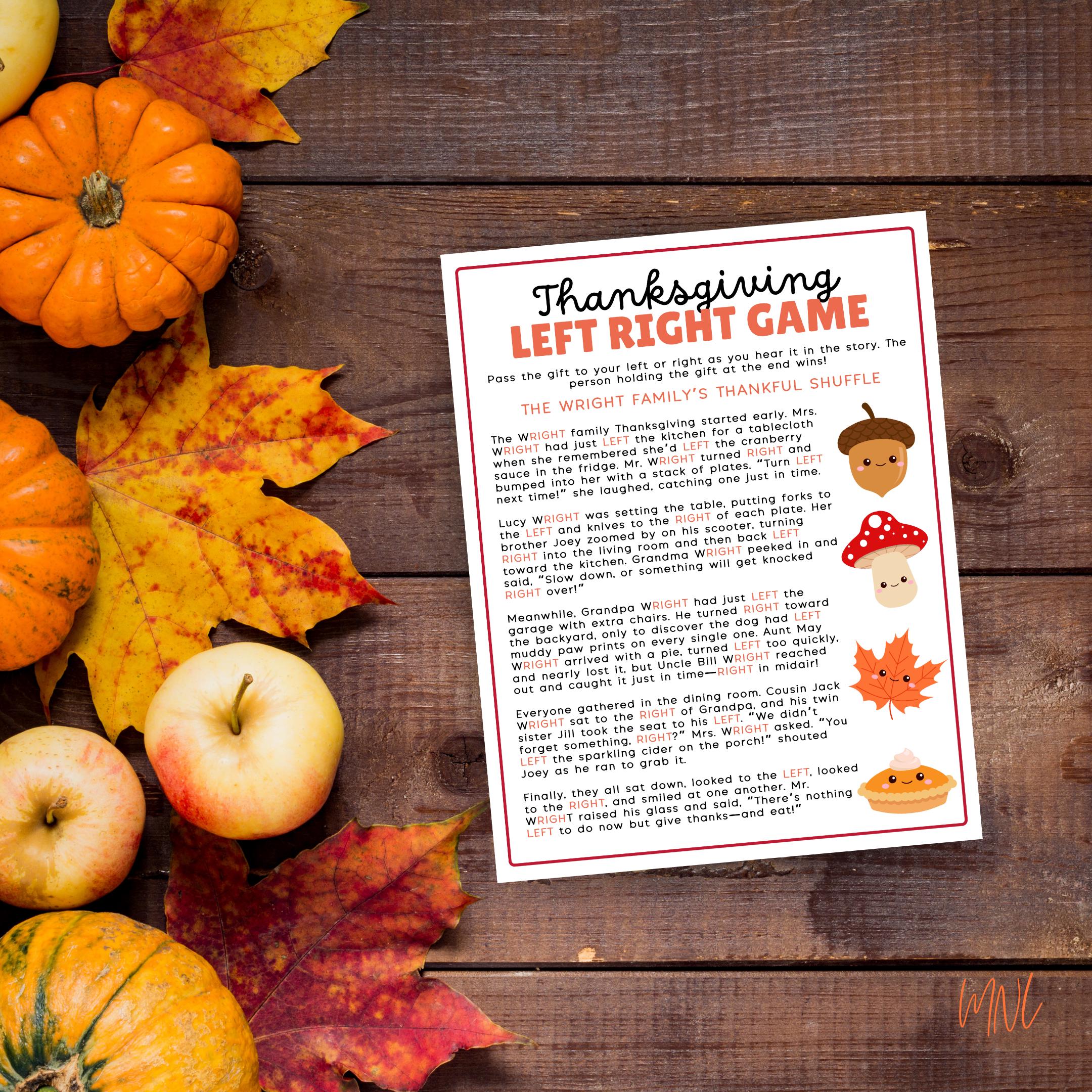 Left Right Game, Left Right Story Thanksgiving Game, Pass the Gift Game ...