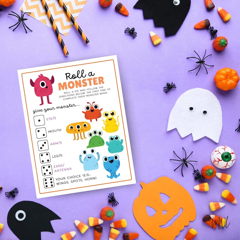 Halloween Dice Game Roll A Monster Game, Monster Dice Game, Halloween ...