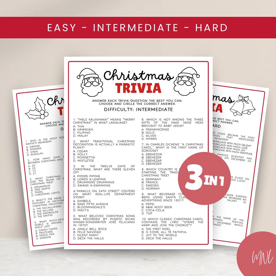 Christmas Trivia Game Bundle for Christmas Party Game, Christmas Quiz ...