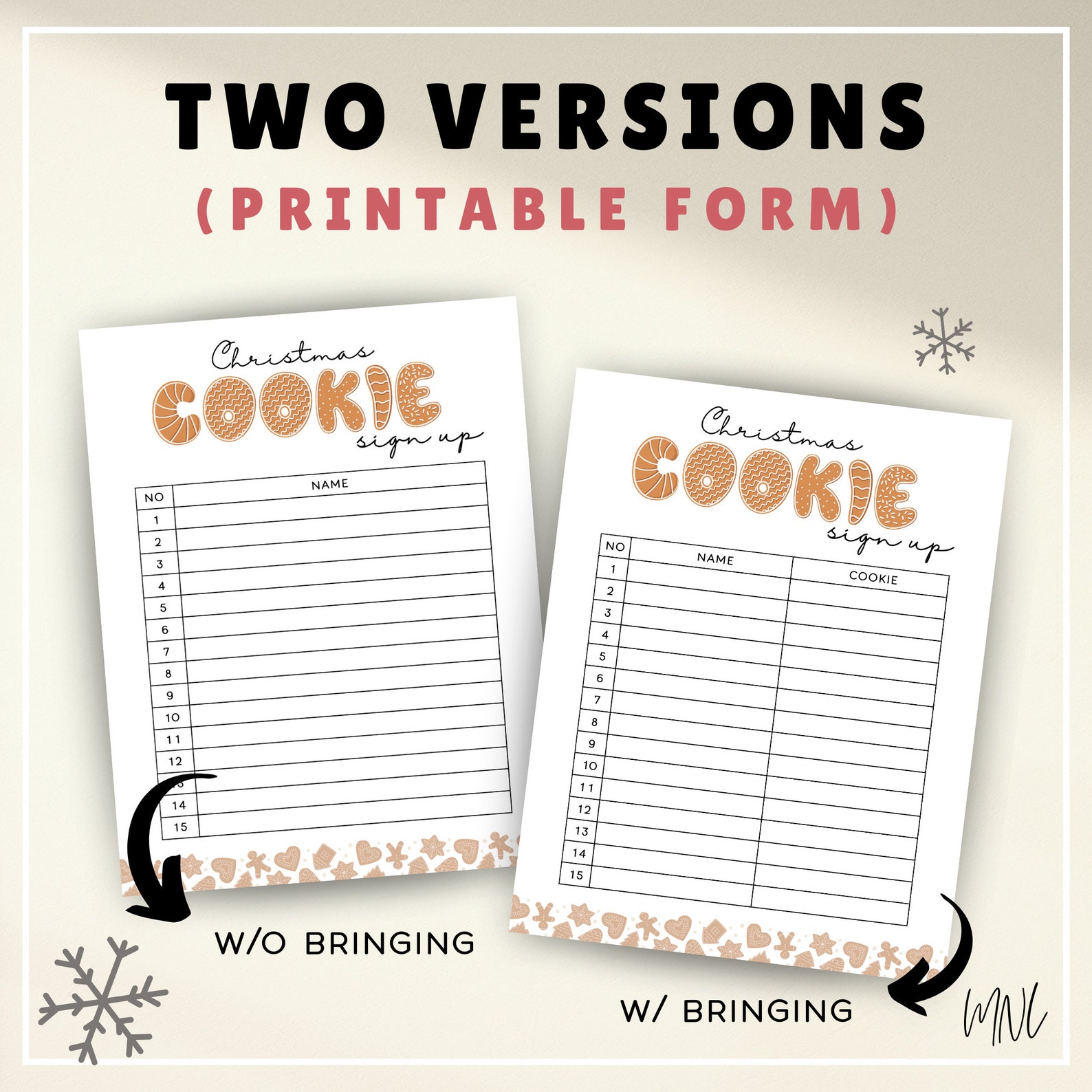 Christmas Cookie Sign up Sheet for Christmas Party, Cookie Party ...