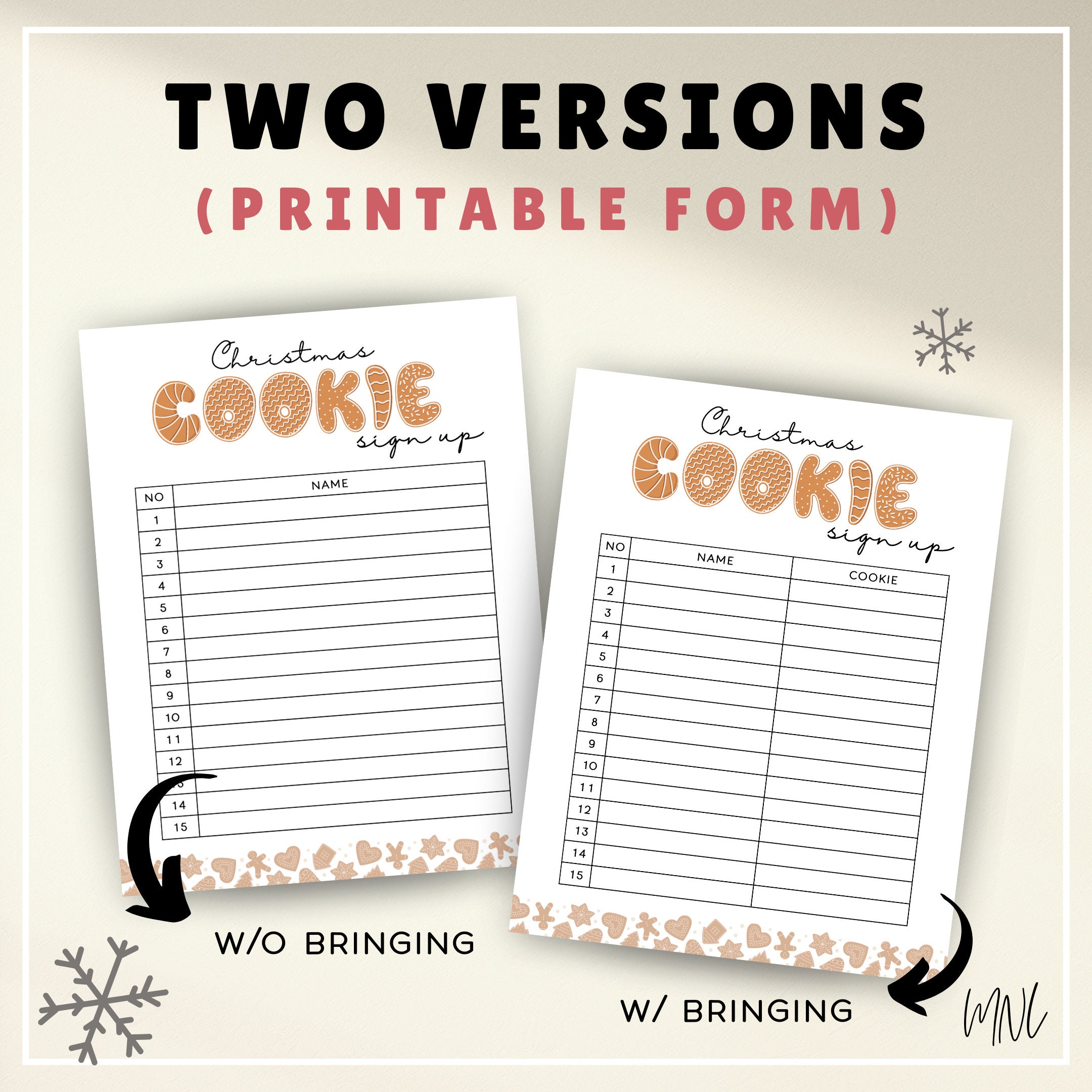 Christmas Cookie Sign up Sheet for Christmas Party, Cookie Party ...
