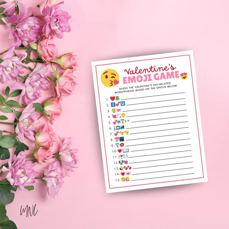 Valentine Emoji Game for Valentine Party Game Emoji Pictionary ...