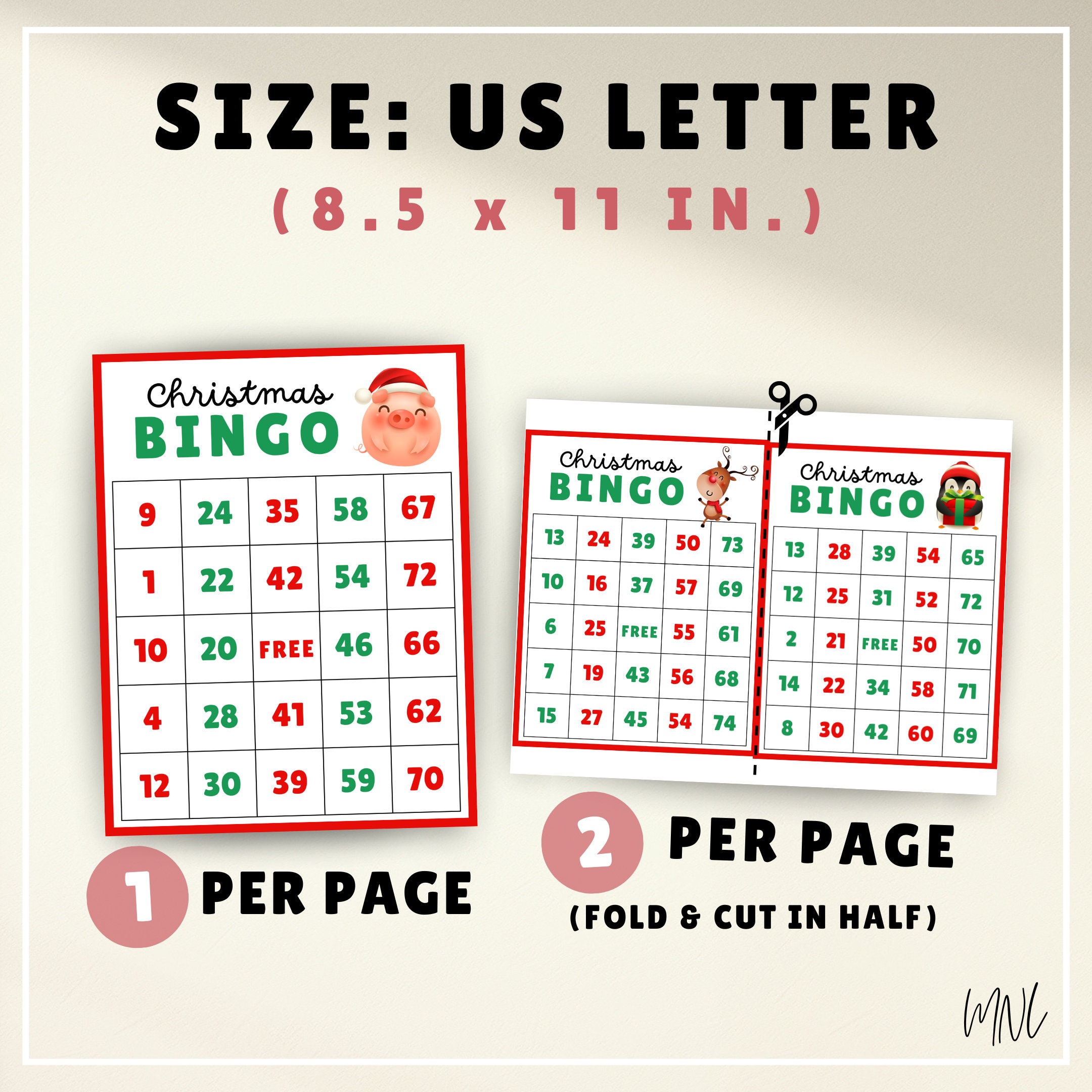 Christmas Bingo Cards for Christmas Party Game Christmas Printable ...