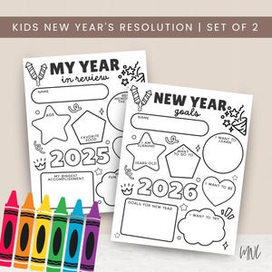 New Year’s Resolution Printable for Kids – Year in Review and Goals for ...