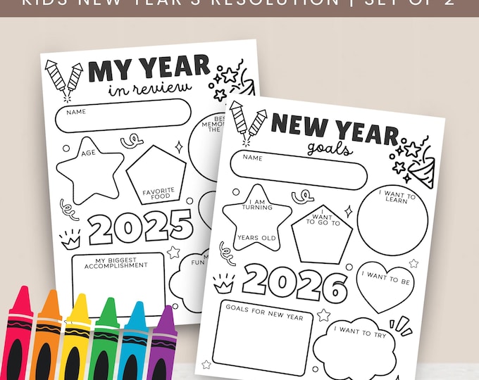 New Year 2026 Reflections and Goals Foldable Activity for Kids ...