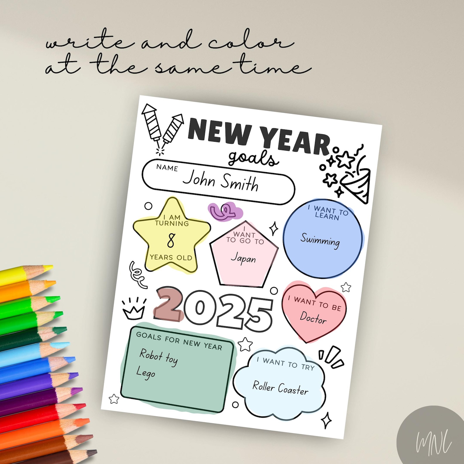 New Year’s Resolution Printable for Kids – Year in Review and Goals for ...