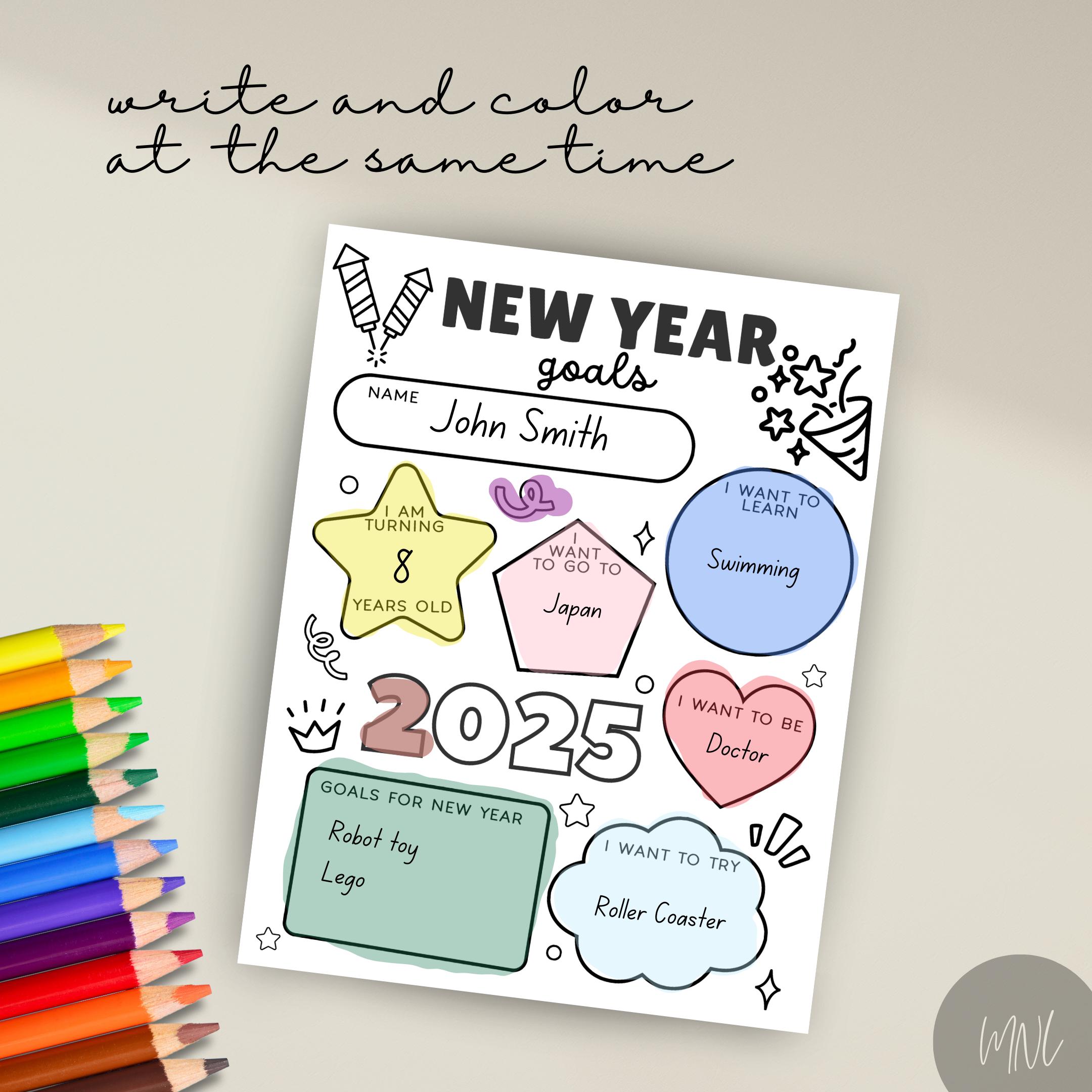 New Year’s Resolution Printable for Kids – Year in Review and Goals for ...