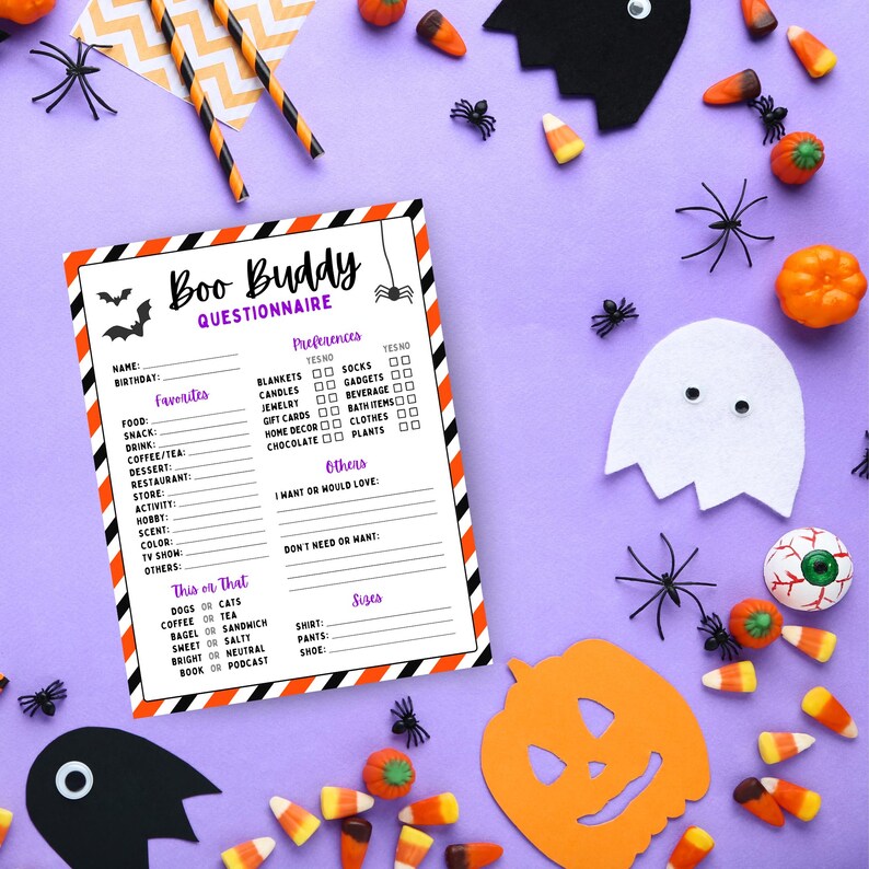 Boo Buddy Questionnaire for Halloween Coworker Questions Staff ...