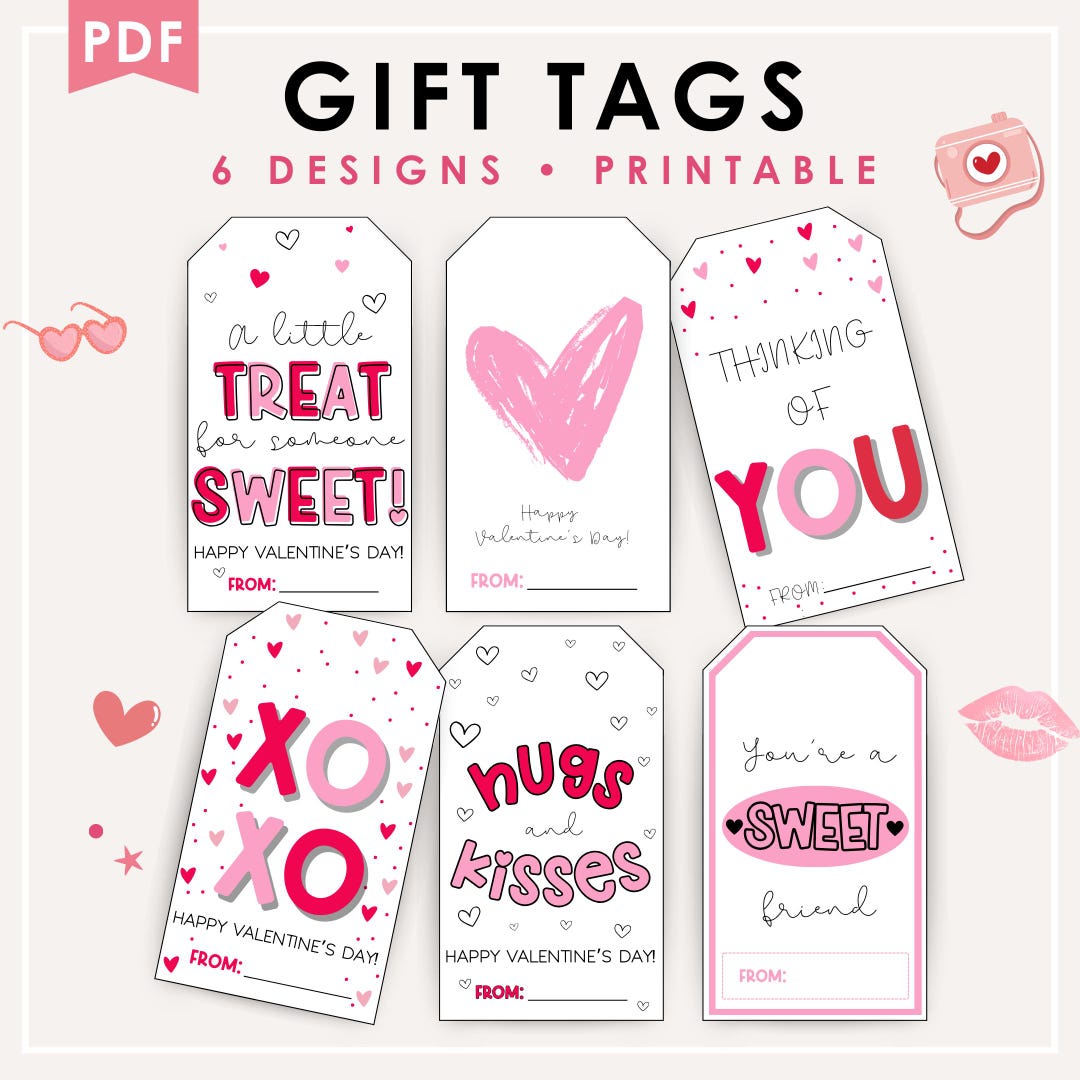 Valentine Gift Tag Printable Valentine Tags for School Valentine ...