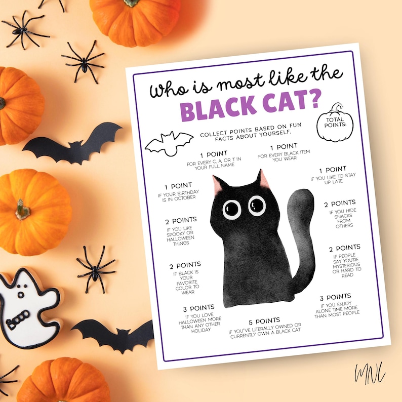 Halloween Game Who is Most Like Black Cat Game for Kids Teens and ...