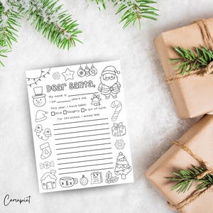 Letter to Santa Coloring Page Printable Christmas Wish List, Dear Santa ...