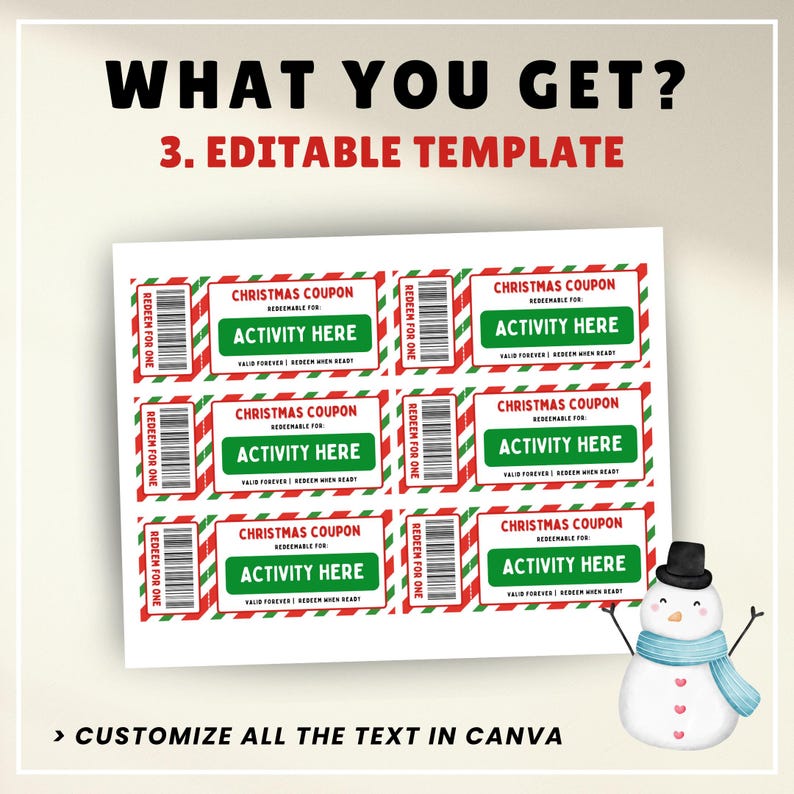 Christmas Coupon Template, Editable Canva Template Gift Coupons ...